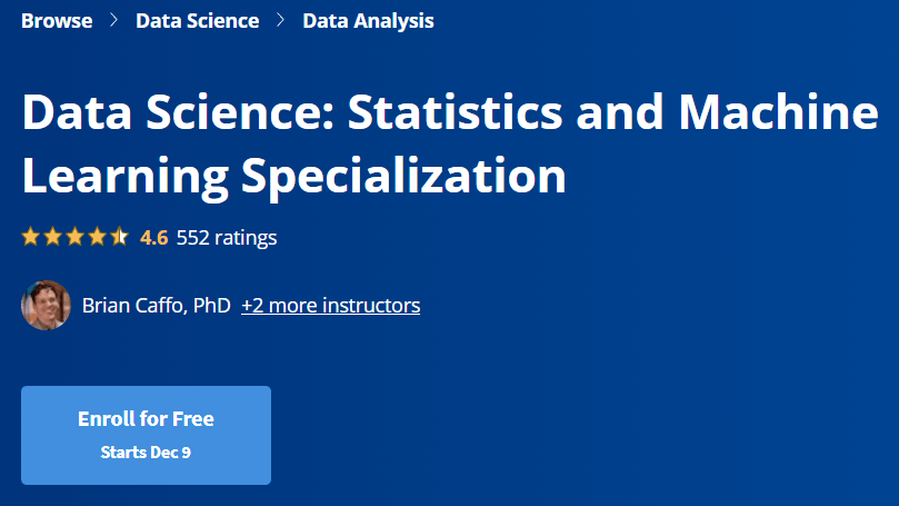 Coursera课程下载 Data Science Statistics And Machine Learning Specialization 