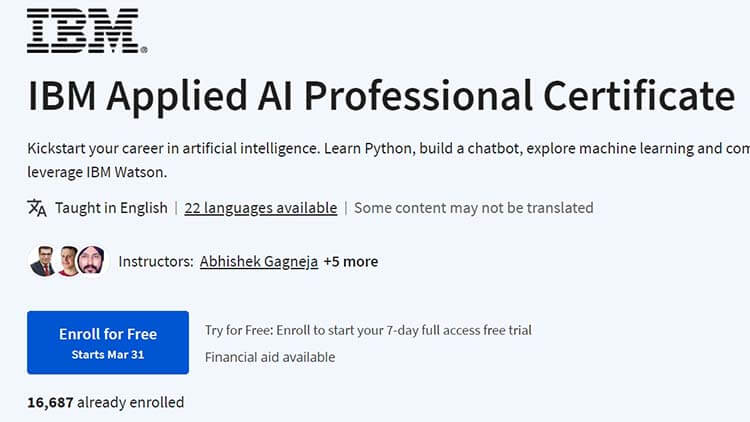 【coursera中英字幕】ibm Applied Ai Professional Certificate 口袋资源网